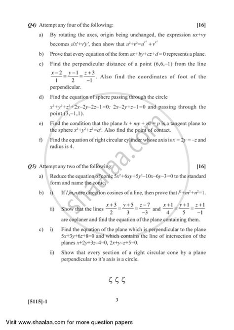 Algebra And Geometry 2016 2017 B Sc Mathematics Semester 2 Fybsc 2013 Pattern Question Paper