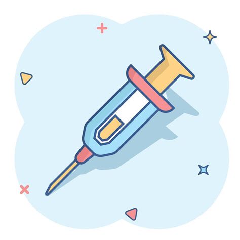 Syringe Icon In Comic Style Inject Needle Cartoon Vector Illustration