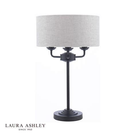Laura Ashley Sorrento 3 Light Table Lamp Matt Black And Natural With