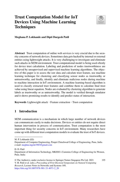 pdf trust computation model for iot devices using machine learning