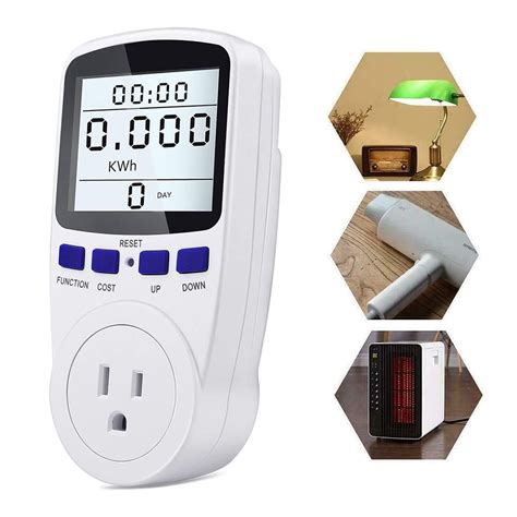 LCD Display Power Meter Plug Power Consumption Monitor Energy Voltage Amps Electricity Usage