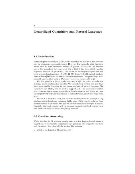 Pdf Generalized Quantifiers And Natural Language