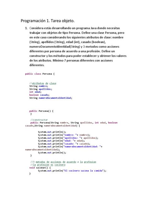 Programación 1 Objeto Tarea 2 Pdf Constructor Programación