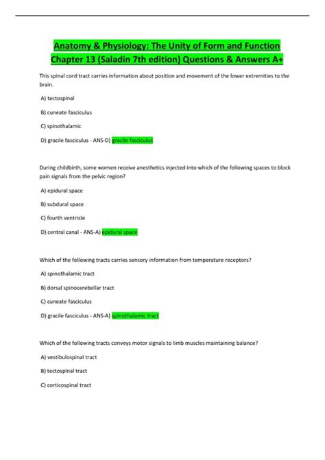 Anatomy And Physiology The Unity Of Form And Function Chapter 13