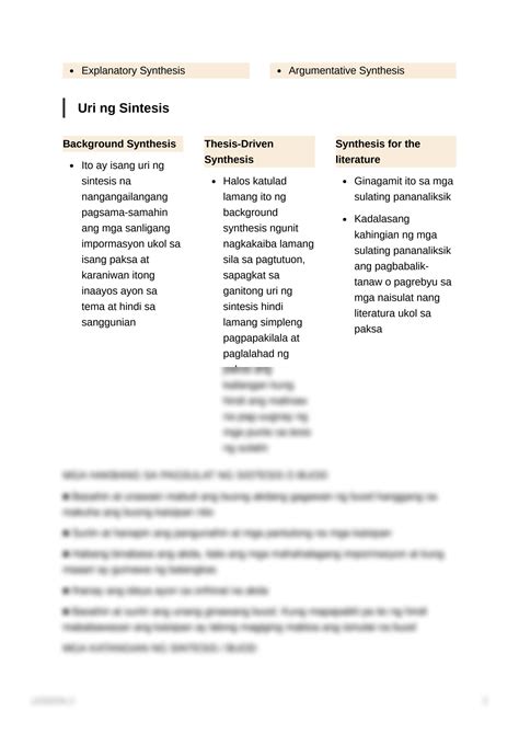 Solution Pagsulat Ng Sintesis Buod At Sinopsis Studypool