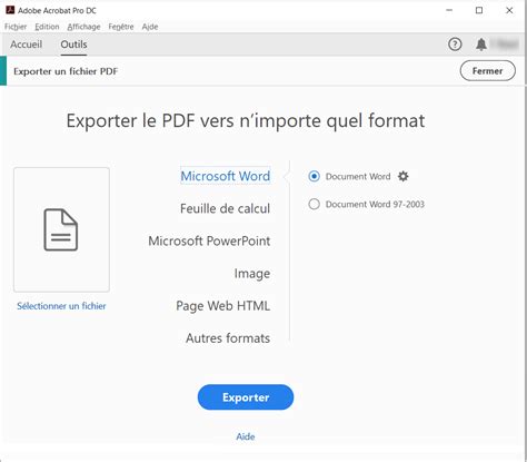 Options De Format De Fichier Dexportation PDF Adobe Acrobat