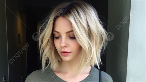 Blonde Short Bob Hairstyle For Ladies Background Pictures Shoulder