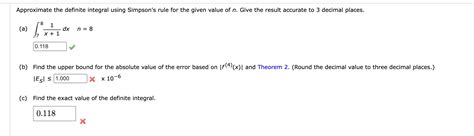 Approximate The Definite Integral Using Simpsons