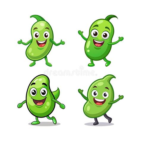 Bouncy Lima Bean Cartoon Vegetable Stock Vector Illustration Of Food Vintage 361458192