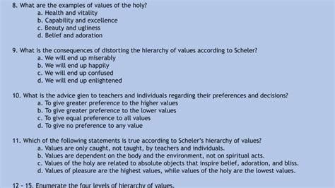 Hierarchy Of Values Max Scheler Pptx