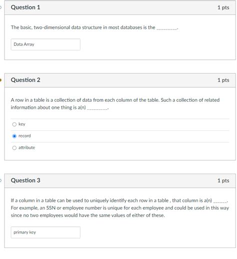 Solved Question 1 1 Pts The Basic Two Dimensional Data