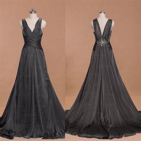Charcoal Grey Crystals Formal Dresses Maid Of Honor Dresses Mypromdress