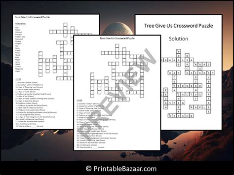 Tree Give Us Crossword Puzzle Worksheet Activity Teaching Resources