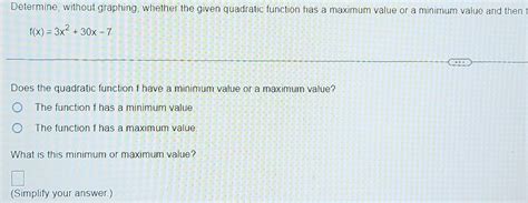 solved determine without graphing whether the given