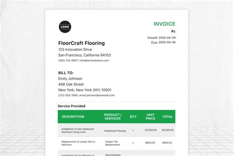 Free Flooring Invoice Template Download And Customize