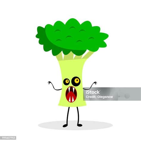 브로콜리 괴물 화가 만화 캐릭터 와 열린 입과 날카로운 송곳니 날카로운에 대한 스톡 벡터 아트 및 기타 이미지 날카로운