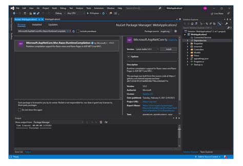 Adding Razor Cshtml View Runtime Re Compilation To A Aspnet Core 50 App After Creating It