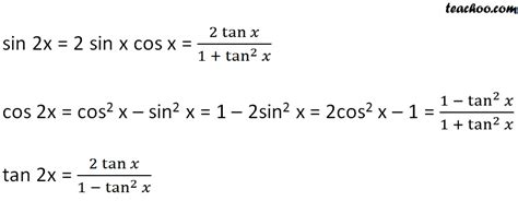 Double Angle Formulas Trigonometry Teachoo 2x 3x Formula Provi