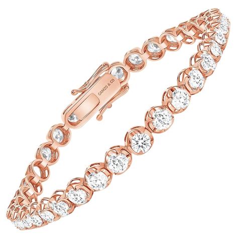 7 Inch 14k Rose Gold 5 Carat Round Diamond Illusion Setting Tennis