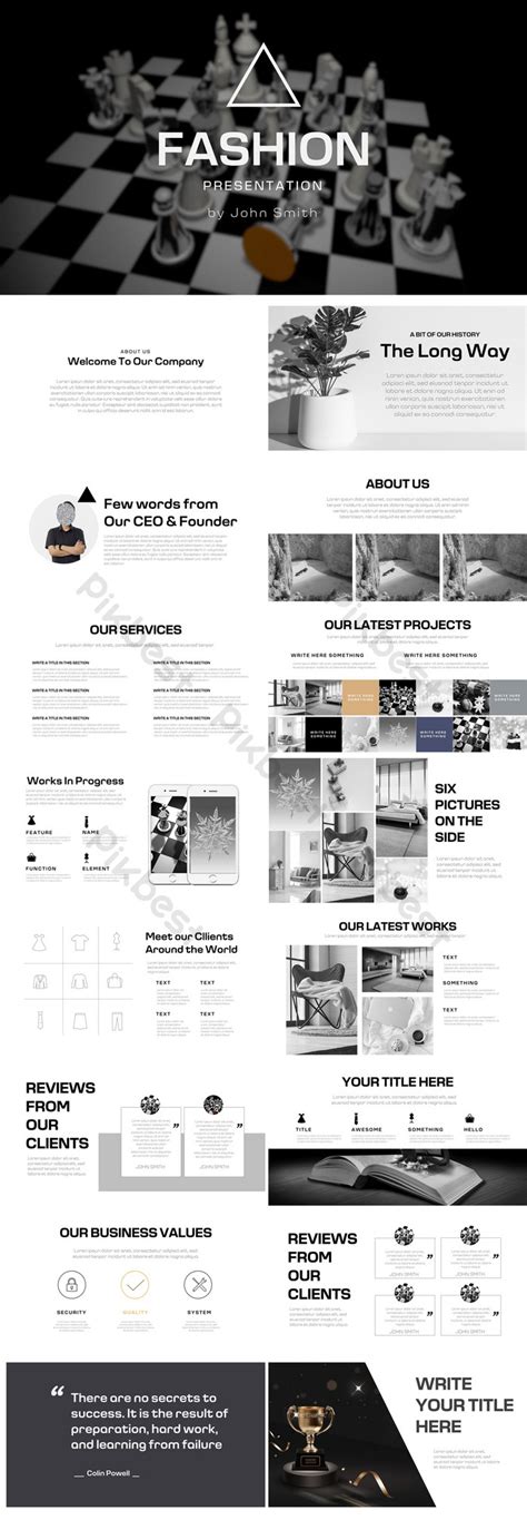 Fashion Minimal PowerPoint Template Builder Black PowerPoint PPTX Template Free Download Pikbest