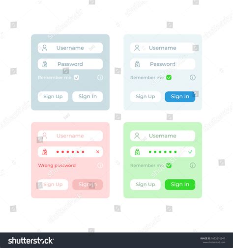 Identification Ui Elements Kit Login Fields Stock Vector Royalty Free