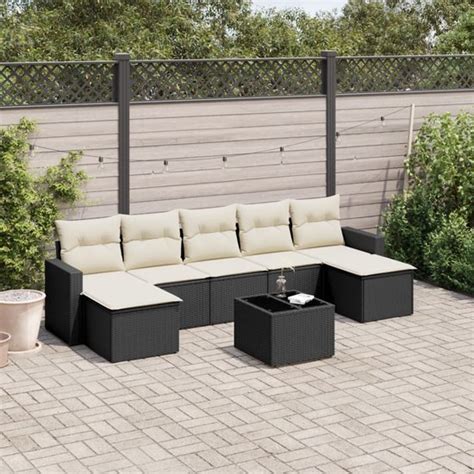 Vidaxl Loungeset 8 Delig Zwart Inclusief Kussens Bol