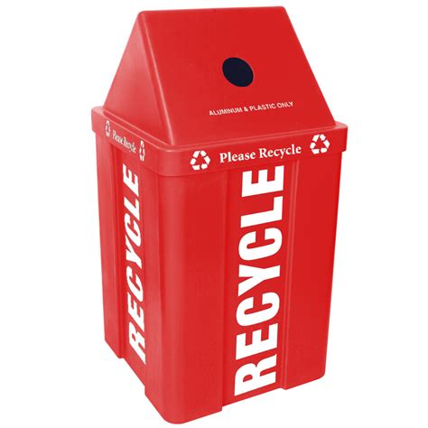 Irp 48 Gallon Red Stackable Recycling Bin With V Shaped Lid