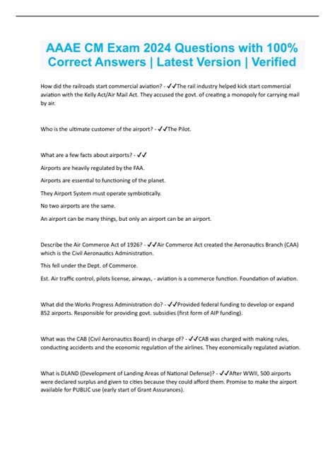 AAAE CM Exam 2024 Questions With 100 Correct Answers Latest Version Verified AAAE CM