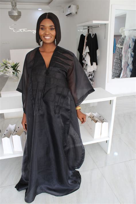 Organza Agbada Kaftan Black Ethnyk