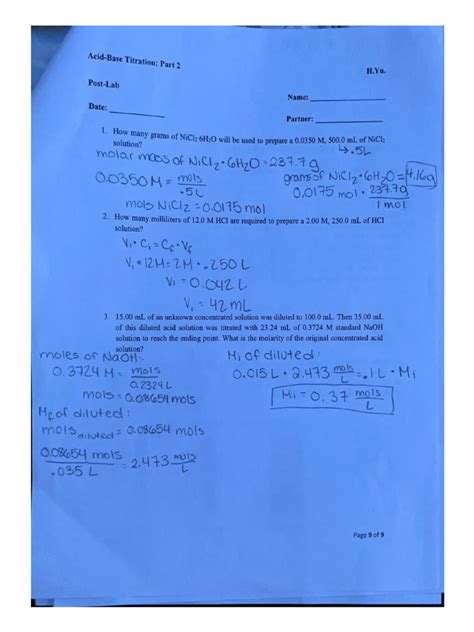 Titration Part 2 Post Lab Pdf