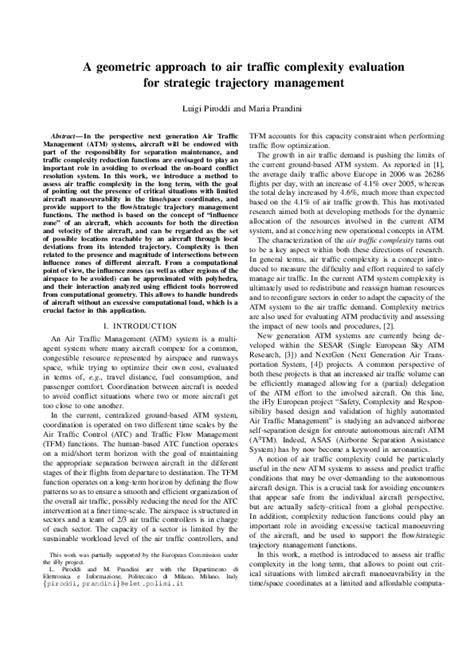 Pdf A Geometric Approach To Air Traffic Complexity Evaluation For Strategic Trajectory Management