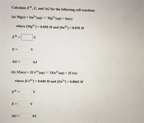 Solved Be Sure To Answer All Parts V Log K O Cell Chegg Com