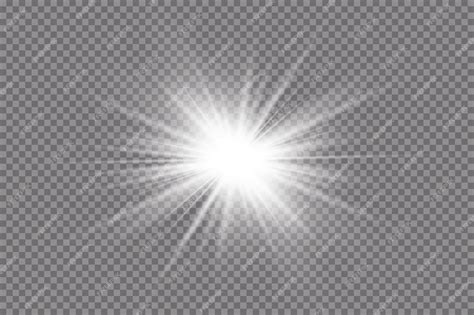 투명 배경에 흰색 빛나는 빛이 폭발합니다 투명한 빛나는 태양 밝은 플래시 프리미엄 벡터