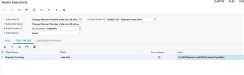 Business Event To Update Custom Field In Shipment Error On Action