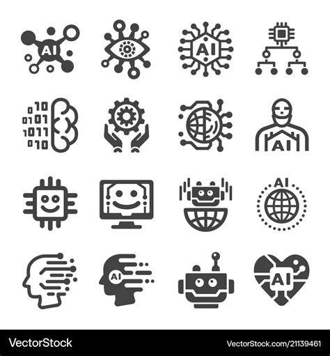 Ai Artificial Intelligence Icon Set Royalty Free Vector Off