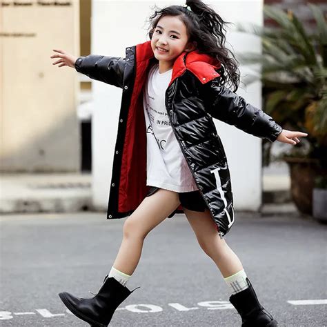 Пальто для девочек г Зимняя теплая детская одежда модная детская утепленная Длинная Верхняя