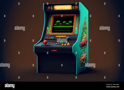 Retro Arcade Game Machine On Dark Background Vintage Multi Video Game
