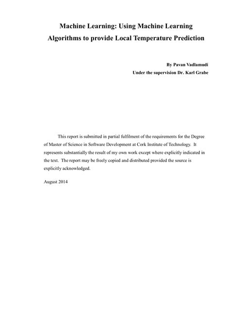 Pdf Machine Learning Using Machine Learning Algorithms To Provide Local Temperature Prediction