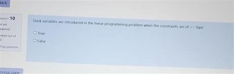 Solved Slack Variables Are Introduced In The Linear
