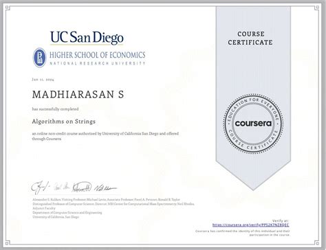 Completed Algorithms On Strings Course On Coursera Madhiarasan S It Posted On The Topic Linkedin