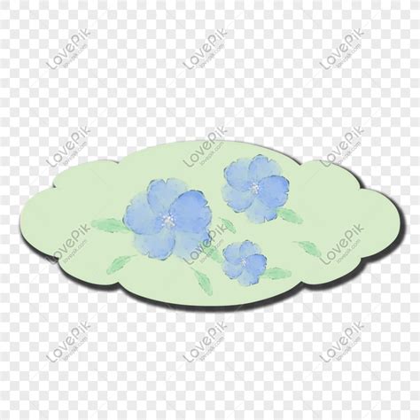 푸른 꽃 작은 신선한 프레임 레이블 Png 일러스트 무료 다운로드 Lovepik