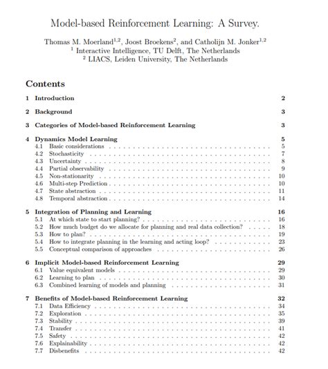 【63页综述 Model Based】model Based Reinforcement Learning A Survey 深度强化学习实验室社区
