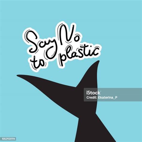 아니 플라스틱을 말한다 고래 돌고래 바다 바다의 꼬리 검정 텍스트 서 예 레터링 손으로 낙서 파랑에 오염 문제 개념 에코 생태