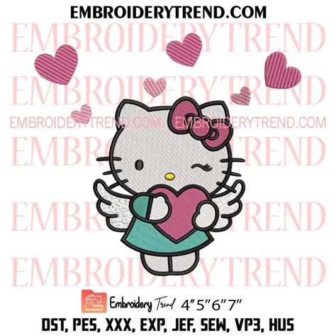 Hello Kitty Angel Valentine Embroidery Design Hello Kitty Cupid