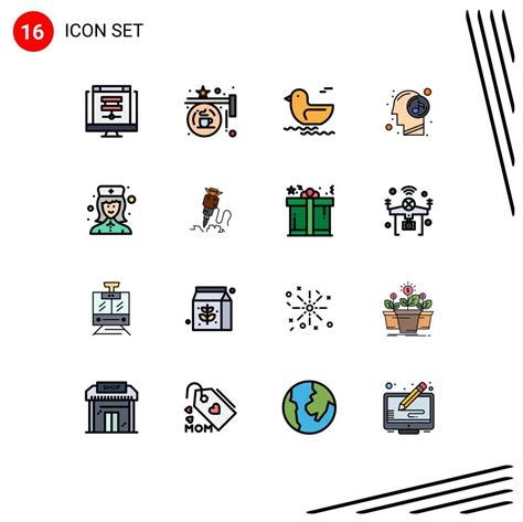 Thematic Vector Flat Color Filled Lines And Editable Symbols Of Female Nurse Music Shop Mind