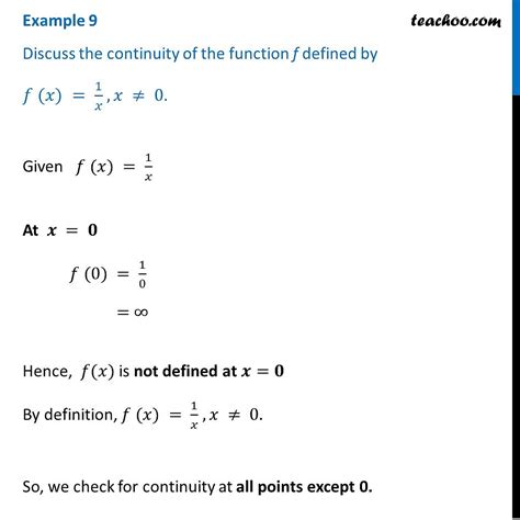 Example 9 Discuss Continuity Of Fx 1x Chapter 5