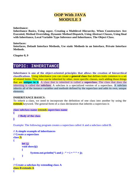Module 3 Part 1 Inheritance Pdf Method Computer Programming