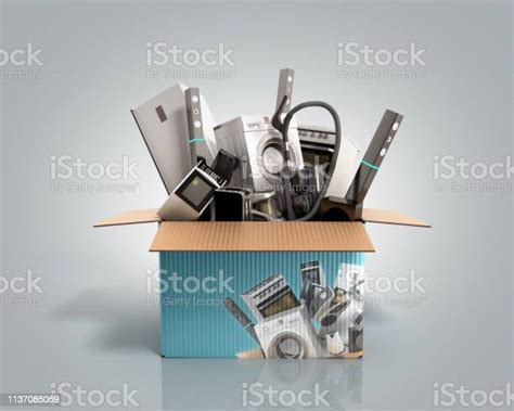 제품 카테고리의 개념 대형 가전 제품은 회색에 상자 3d 렌더링에서 충돌 0명에 대한 스톡 사진 및 기타 이미지 0명 가정 생활 가정 주방 Istock