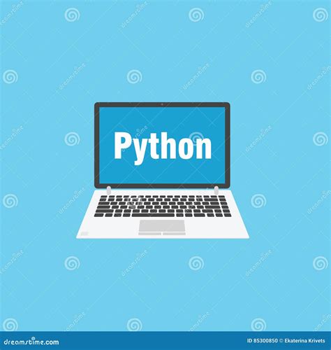 Grey Laptop For Programming Python Language Stock Illustration Illustration Of Typing Screen