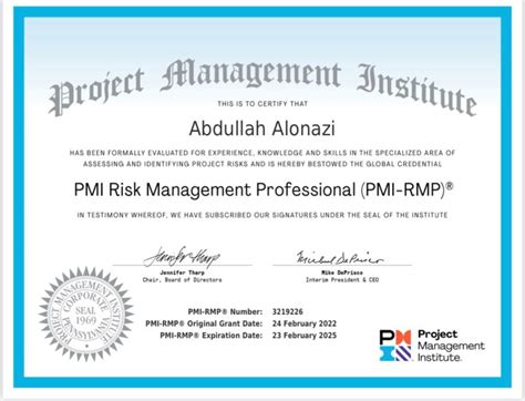Abdullah Alonazi Pmp® Acp® Cmrp® Rmp® On Linkedin Pmi Saudiaramco Rmp Certificates